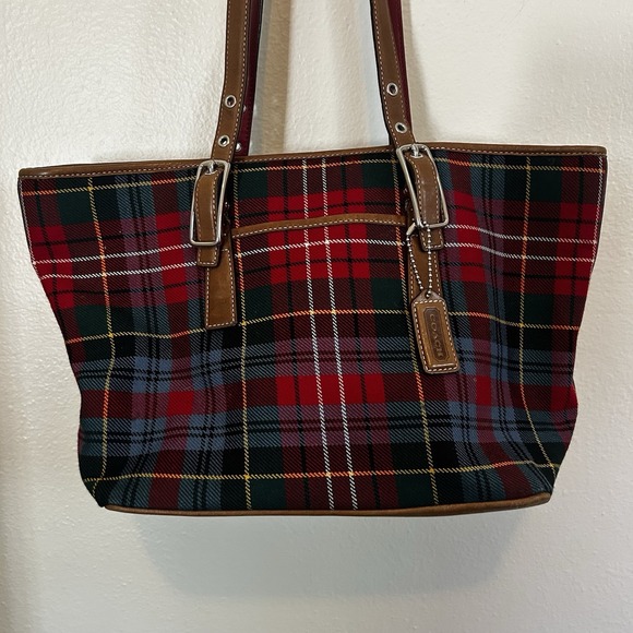 Coach | Bags | Coach Plaid Red Plaid Tote Style Handbag Purse Vintage ...